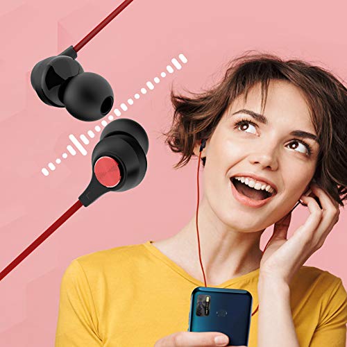 Tecno Wired Earbuds with Microphone for Computer, Earphones Wired with Mic Volume Control,Powerful Bass, High Fidelity, Earphones Compatible with iPhone with 3.5mm Jack-P1