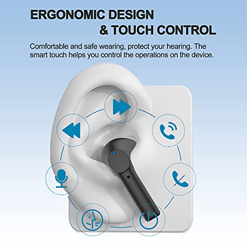 Elnicec Wireless Earbuds Bluetooth Headphones 30Hrs Playtime 3D Stereo in-Ear Ear Buds with USB C Charging Case IPX8 Waterproof Earphones with Mic for iPhone/Android Phone TV Laptop Sports Workout