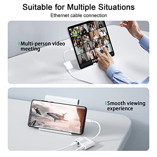 AMLLEN USB C to Ethernet Adapter,USB C to RJ45 Adapter,Thunderbolt to Ethernet Adapter with 60W Charger Port,10/100 Mbps Ethernet Speeds.Compatible for Android/iPad/MacBook and More.