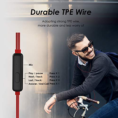 Tecno Wired Earbuds with Microphone for Computer, Earphones Wired with Mic Volume Control,Powerful Bass, High Fidelity, Earphones Compatible with iPhone with 3.5mm Jack-P1