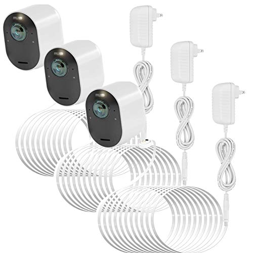 Uogw Charging Cable for Arlo Pro 4/Arlo Ultra 2/Arlo Pro3/Arlo Ultra/, Magnetic Connector, Power Adapter and Power Cable, Weatherproof Outdoor Use- 25ft/7.5M (3Pack,White)
