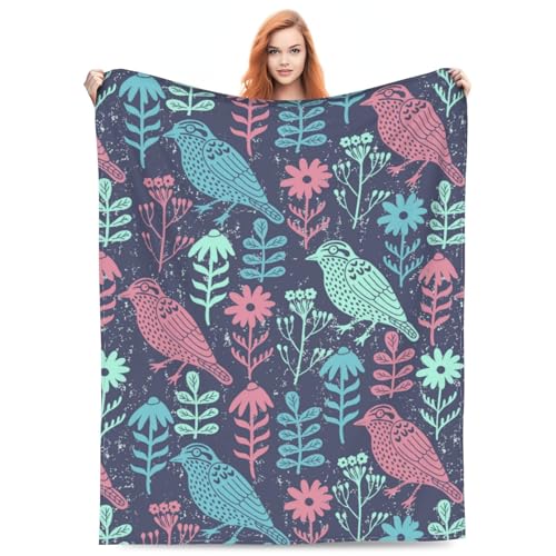 Bird-Blanket Super Soft Throw Blanket for Couch Bed Sofa Cozy Flannel Fuzzy Blanket Plush Throw Blankets for Women Men Gifts Travel Blanket for All Seasons, 50"x40"