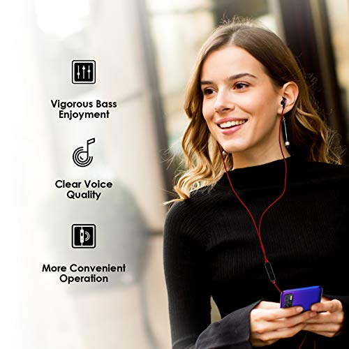 Tecno Wired Earbuds with Microphone for Computer, Earphones Wired with Mic Volume Control,Powerful Bass, High Fidelity, Earphones Compatible with iPhone with 3.5mm Jack-P1