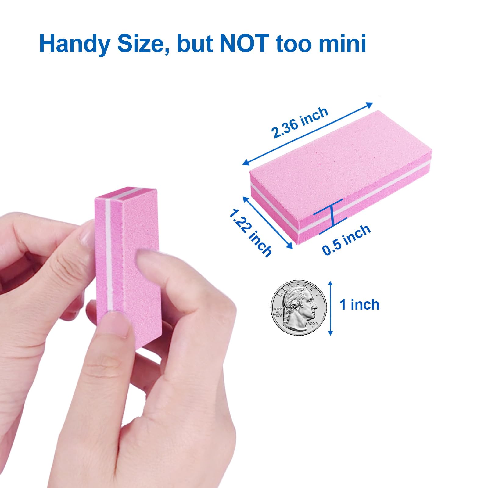 Pink Professional Nail Buffer Set - 30 Pcs, Acrylic & Natural Nails, 100/180 Grit Buffer Blocks