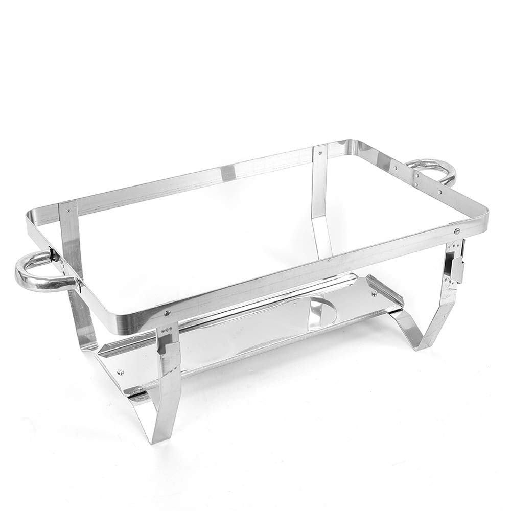BANLICALI 3 * 3L Folding Stove, Baking Tray Container with Heater and Cover, Catering Buffet Baking Tray Stainless Steel Heating Container for Catering Party Wedding Banquets Silver