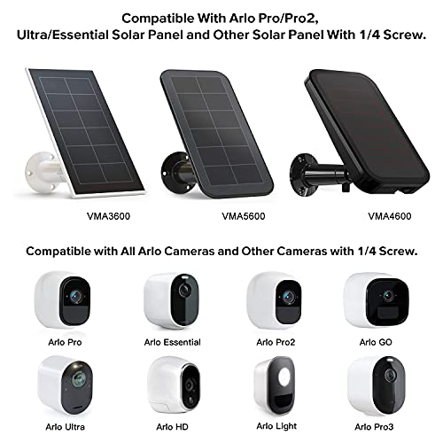 2Pack Gutter Mount Compatible with Arlo Essential Solar Panel, Arlo Pro/Arlo Pro2/Arlo Ultra/Pro3 Solar Panel, Perfect Angle to Get Adequate Sunlight for Your Arlo Solar Panel