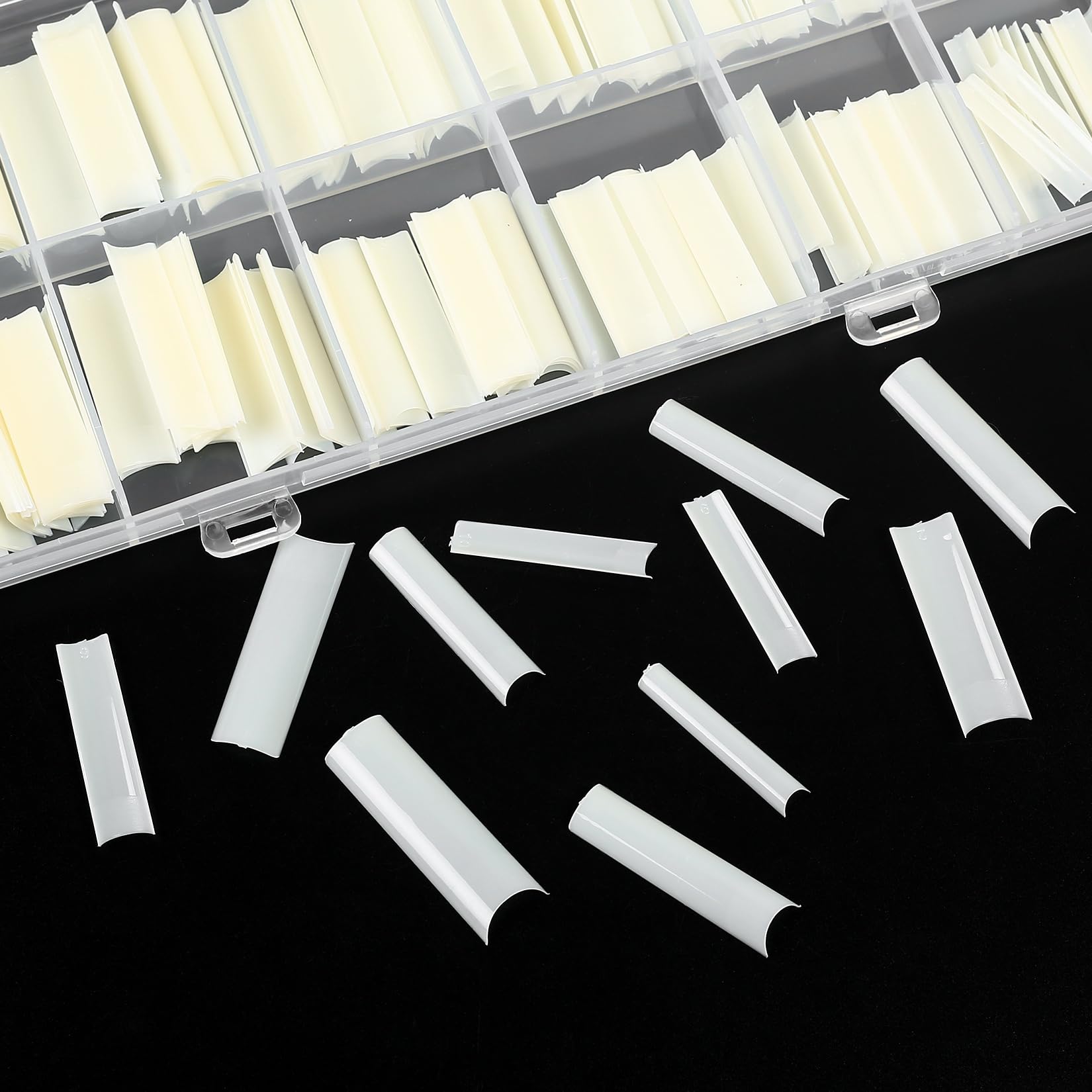 KOXXIAMOQ 240 Pcs Square Nail Tips, natural Extra Long No C Curve XXL Tapered Square Half Cover on Nail Tips Traceless for Acrylic Salon (natural)