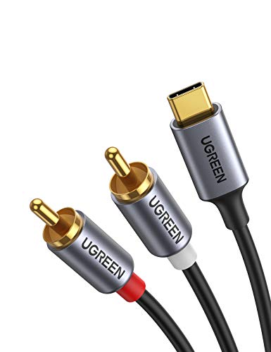 UGREEN USB C to RCA Audio Cable Type C to 2RCA Male Jack Plug Adapter Car Auxiliary Stereo Speaker Amp Cord Compatible with iPad Pro Air 5 Mini 6, Samsung S23 S22 S21 Ultra S20, Pixel 7 Pro, 5FT