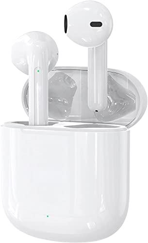 Genso Wireless Earbuds, Bluetooth Earbuds, IPX5 Waterproof Wireless Earphones Touch Control, Bluetooth 5.1 Headphones Built-in Microphone, 25 Hrs with USB-C Charging with Running/Fitness, White