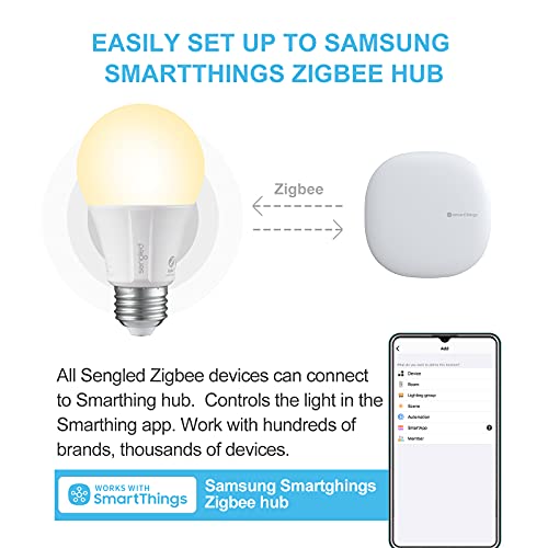 Sengled Smart Light Bulbs, A19 Dimmable Smart Bulbs, Works with Alexa and SmartThings, Voice Control with Google Home and Echo with built-in Hub, Soft White 60W Equivalent, Zigbee Hub Required,4-Pack