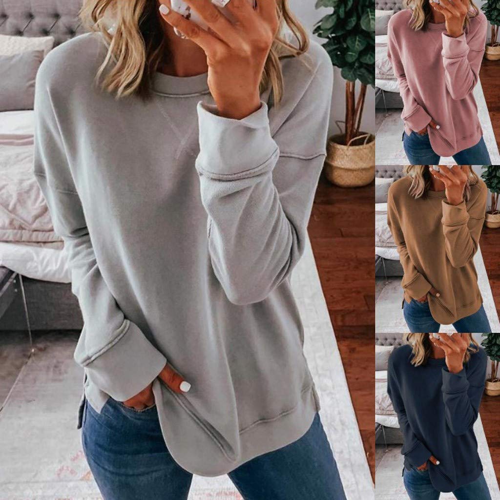 Womens Tops and Blouses,Long Sleeve Shirts for Women Plus Size,Women's Crewneck Sweatshirts Striped Casual Loose Long Sleeve Pullover Tops Shirts