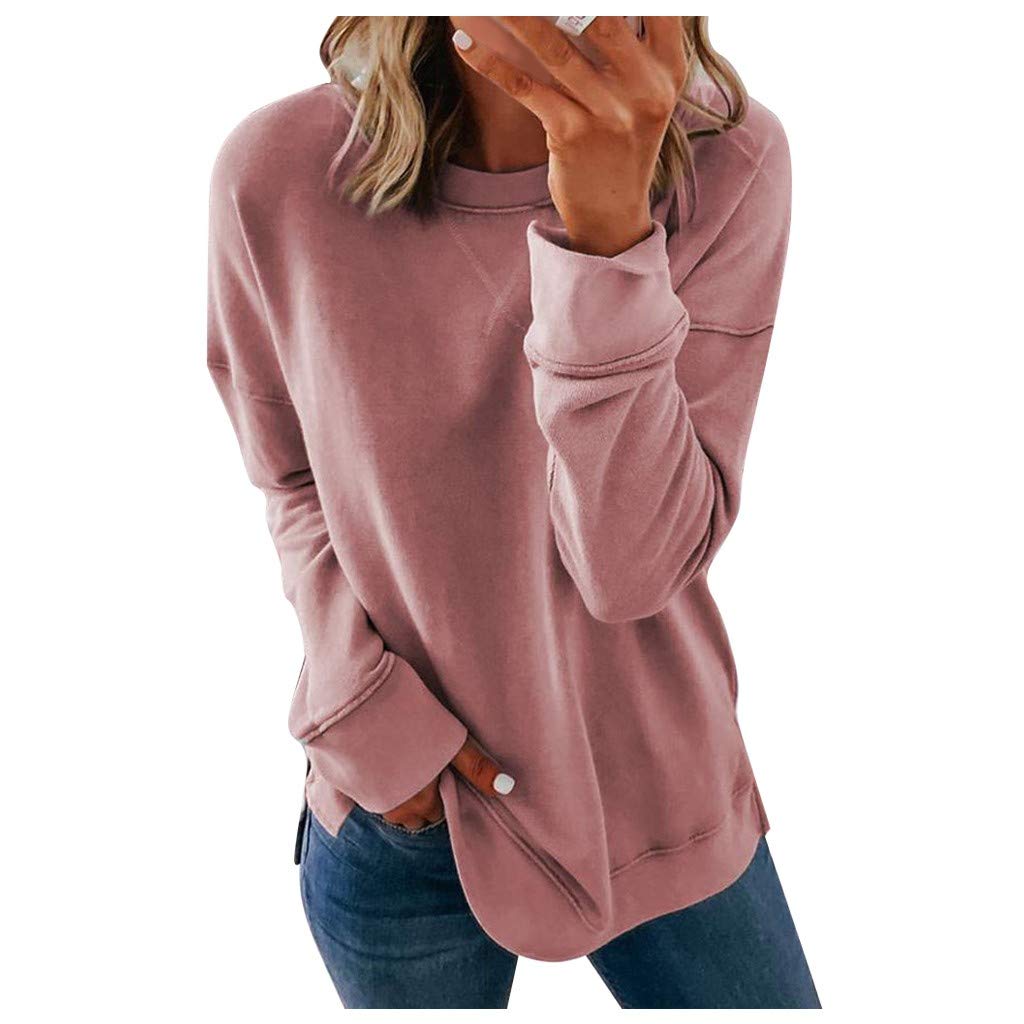 Womens Tops and Blouses,Long Sleeve Shirts for Women Plus Size,Women's Crewneck Sweatshirts Striped Casual Loose Long Sleeve Pullover Tops Shirts