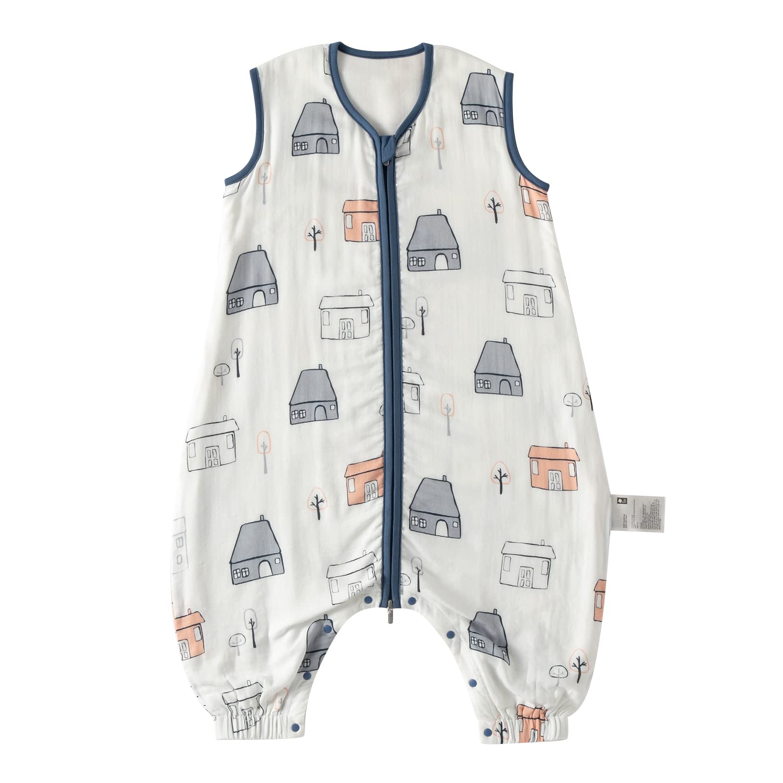 bc babycare Baby Sleep Sack with Feet 3-4T Muslin Cotton Baby Sleeping Bag 0.5 TOG 2-way Zipper Sleeveless Wearable Blanket
