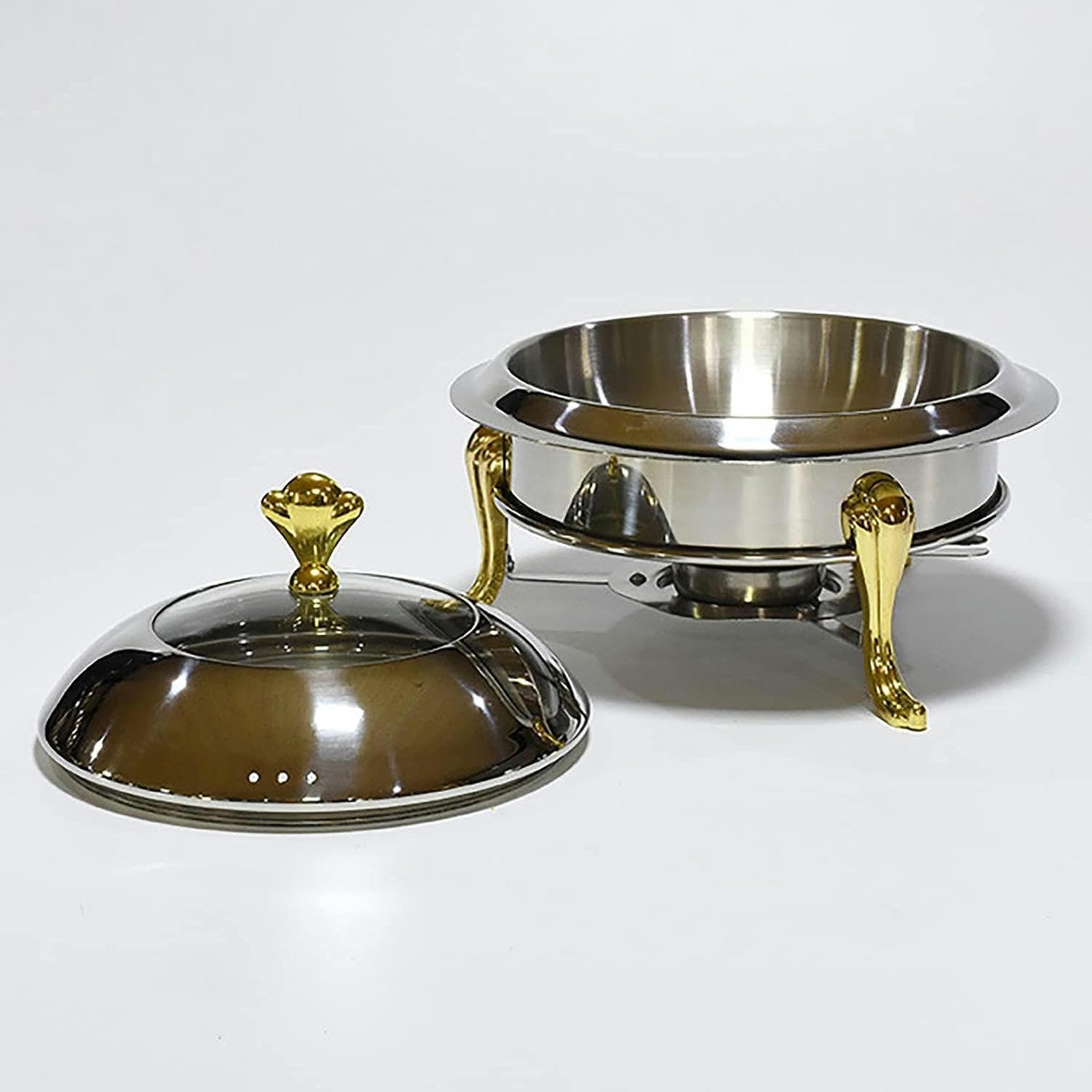FLTRGO Food Warmer for Parties Buffets, Food Warming Tray Chafing Dish Buffet Set, Round Durable Chafer and Buffet Warmer Set, Stainless Steel Chafer for Kitchen Party Dining Buffet
