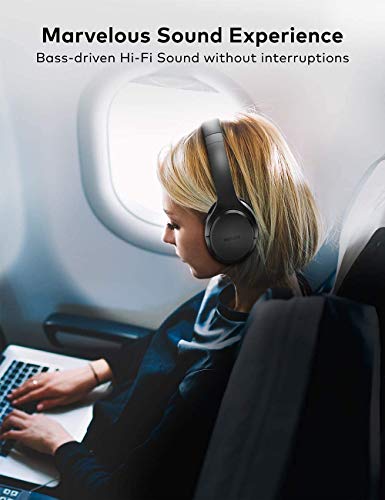 Active Noise Cancelling Headphones, Bluetooth 5.0 Over Ear Boltune Wireless Headphones with Mic Deep Bass, Comfortable Protein Earpads 30H Playtime for Travel Work TV PC Cellphone