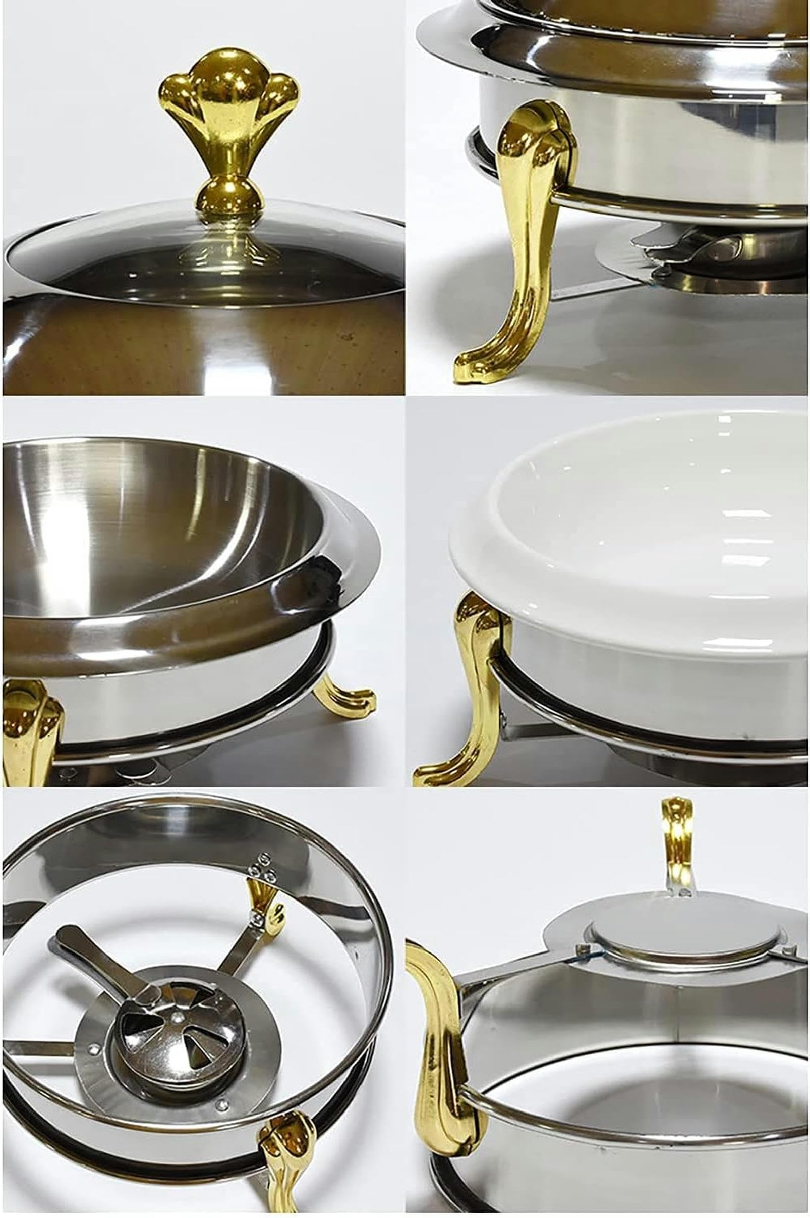 FLTRGO Food Warmer for Parties Buffets, Food Warming Tray Chafing Dish Buffet Set, Round Durable Chafer and Buffet Warmer Set, Stainless Steel Chafer for Kitchen Party Dining Buffet