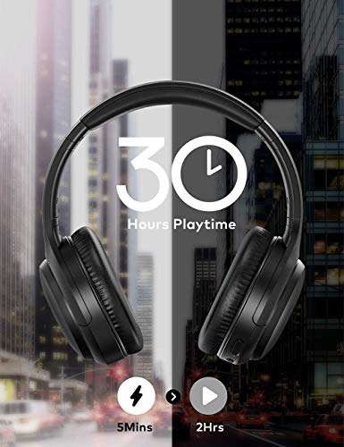 Active Noise Cancelling Headphones, Bluetooth 5.0 Over Ear Boltune Wireless Headphones with Mic Deep Bass, Comfortable Protein Earpads 30H Playtime for Travel Work TV PC Cellphone