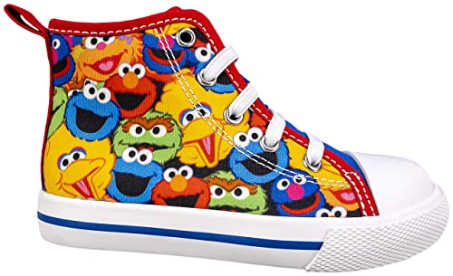 Sesame Street Elmo Shoes, Hi Top Sneaker with Laces, for Toddlers and Kids, Size 6 to 12 (Multi AOP, Numeric_7)