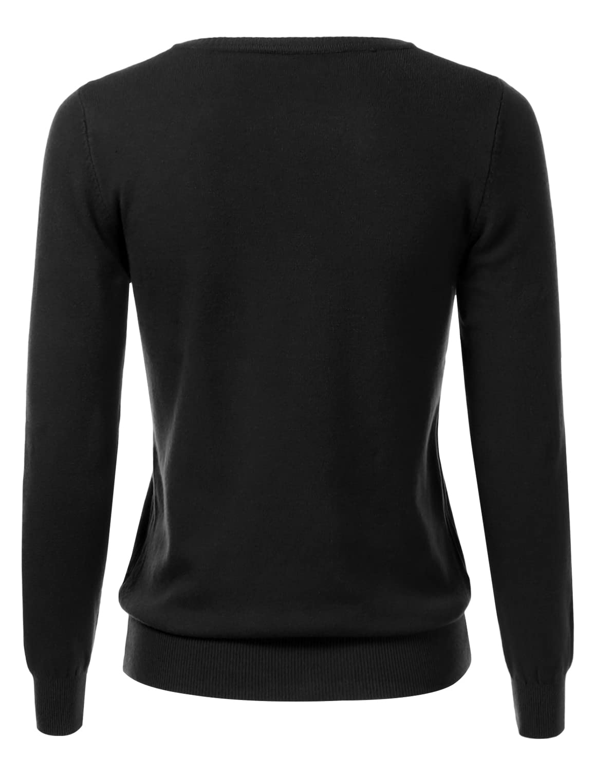 danibe Women's V-Neck Long Sleeve Pullover Soft Knitted Sweater Black M