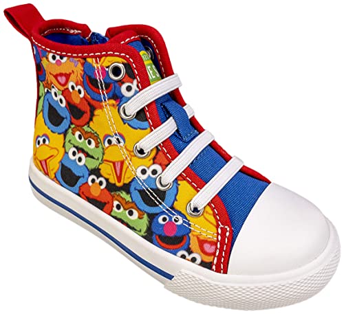 Sesame Street Elmo Shoes, Hi Top Sneaker with Laces, for Toddlers and Kids, Size 6 to 12 (Multi AOP, Numeric_7)