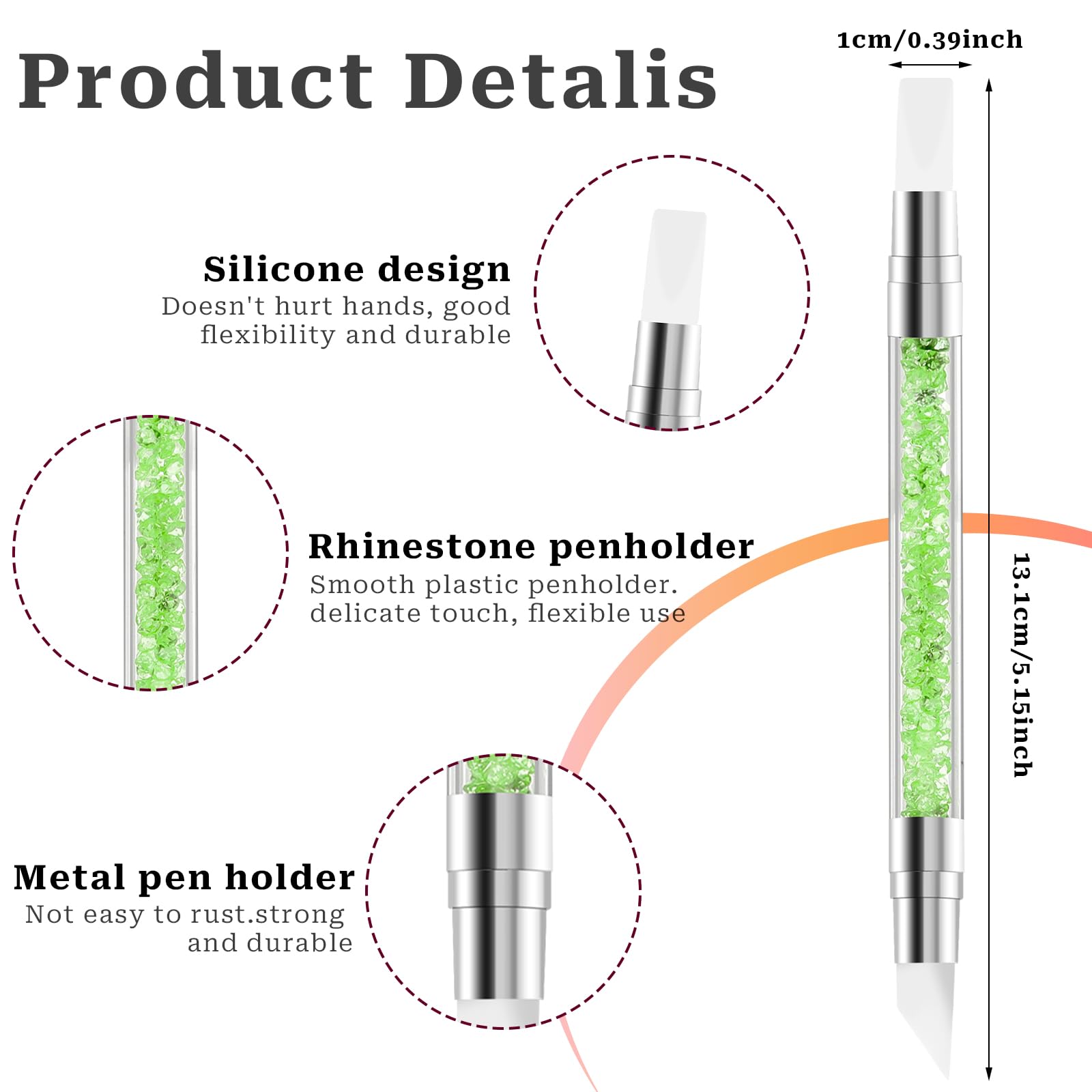 8 PCS Silicone Nail Art Acrylic Pen Brushes Rhinestone Nail Polish Carving Pen Dual Tipped Rubber Tip Nail Brushes for Design Nail Foil Carving Drawing and 3D Effect Shaping Drawing Dotting Tools