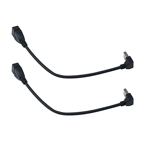 Antrader USB 3.0 Right Angle 90 Degree UP & Down Extension Cable Male to Female Converter Data Adapter Cord 2 Pairs