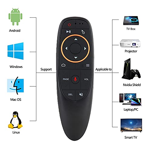 Air Mouse Remote Control, 2.4 GHz Wireless Voice Remote Control with IR Learning, Wireless Connection via USB Receiver Up to 10m for Smart TV PC Android TV Box Laptop Projector Windows Android Mac OS