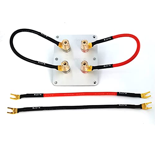 WJSTN 001 Fork Spade Plug to Spade Plug Speaker Jumper Cable，U-Shaped Y-Plug Terminal Jumper Cable, 4 Pack 8 in