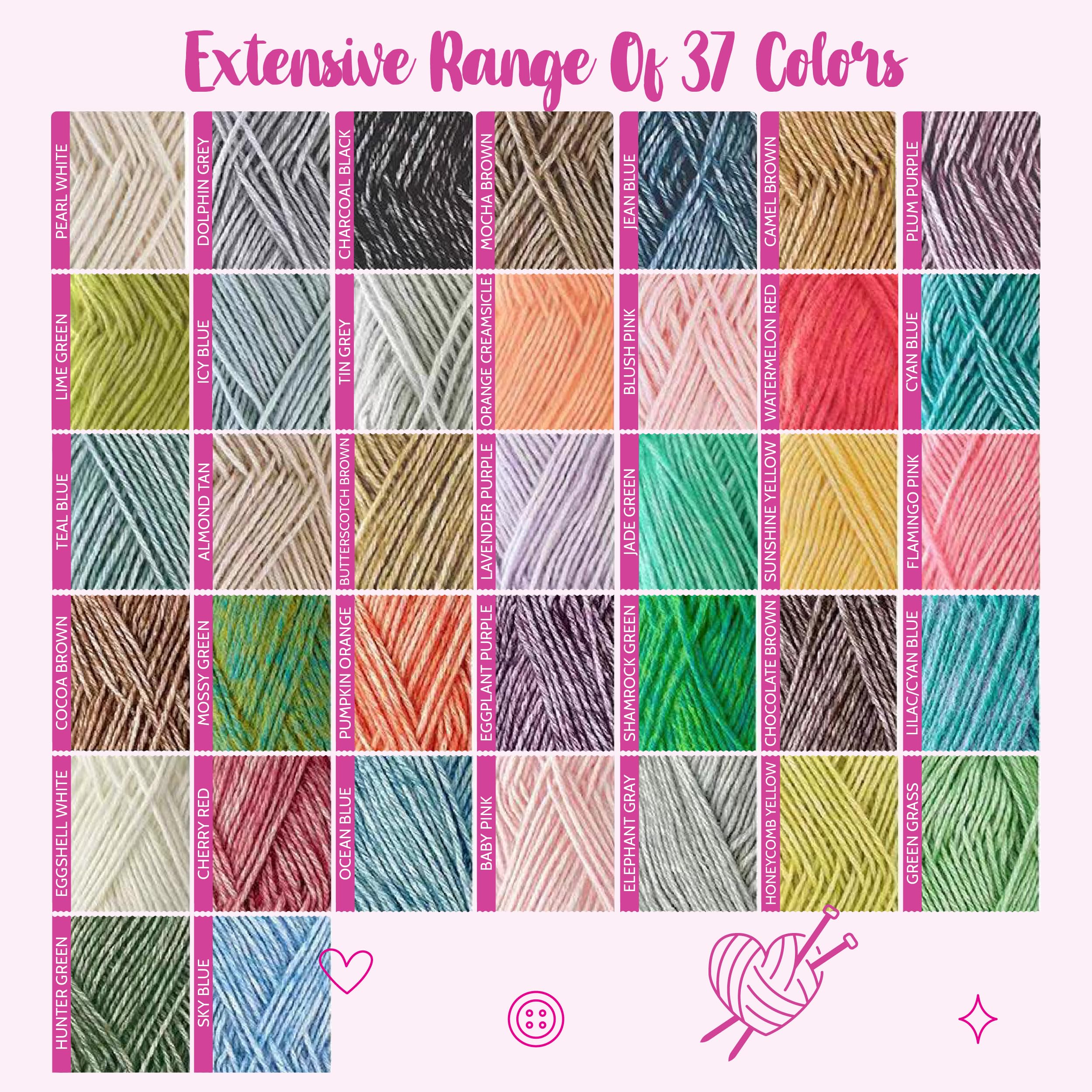 Cotton to The Core Cotton Yarn for Crocheting, 6 Skeins, 852Yds/300G, Free Patterns - Soft Baby Yarn for Knitting - 3 DK Light Worsted Weight - Lilac Blue
