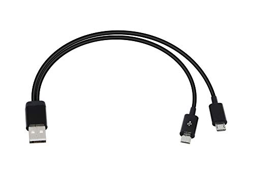 CERRXIAN 8 Inch USB 2.0 Type A Male to Dual Micro USB Male Splitter Y Data Charge Connector Adapter Cable (Black)