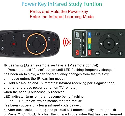 Air Mouse Remote Control, 2.4 GHz Wireless Voice Remote Control with IR Learning, Wireless Connection via USB Receiver Up to 10m for Smart TV PC Android TV Box Laptop Projector Windows Android Mac OS
