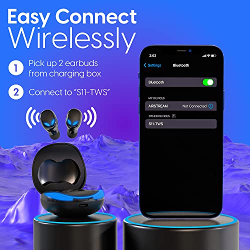 TALK WORKS True Wireless Earbuds - Gaming Headphones Compatible with BT 5.0, Passive Noise Cancellation, Smart Touch Controls, Easy to Connect, USB-C Charging Cable Included, Black (04877)