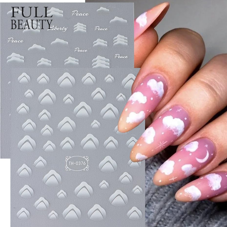 5 Sheets Moon Nail Stickers for Nail Arts,3D Nail Decals Self-Adhesive Nail Art Supplies for Nail Designer, Nail Tattoos for Women Girls, pegatinas para uñas withh Moon Hill Patterns Nails Accessories.