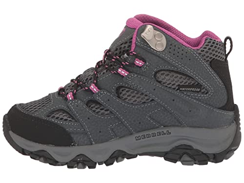 Merrell Moab 3 Mid WTRPF Hiking Shoe, Granite/Berry, 2 US Unisex Big Kid