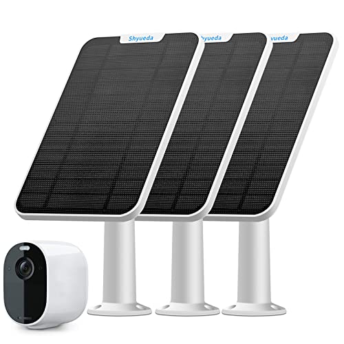 4W Solar Panel Charging Compatible with Arlo Essential Spotlight / XL Cameras Only, with 13.1ft Waterproof Charging Cable, IP65 Weatherproof ,Includes Secure Wall Mount(3-Pack)(Micro USB Type)