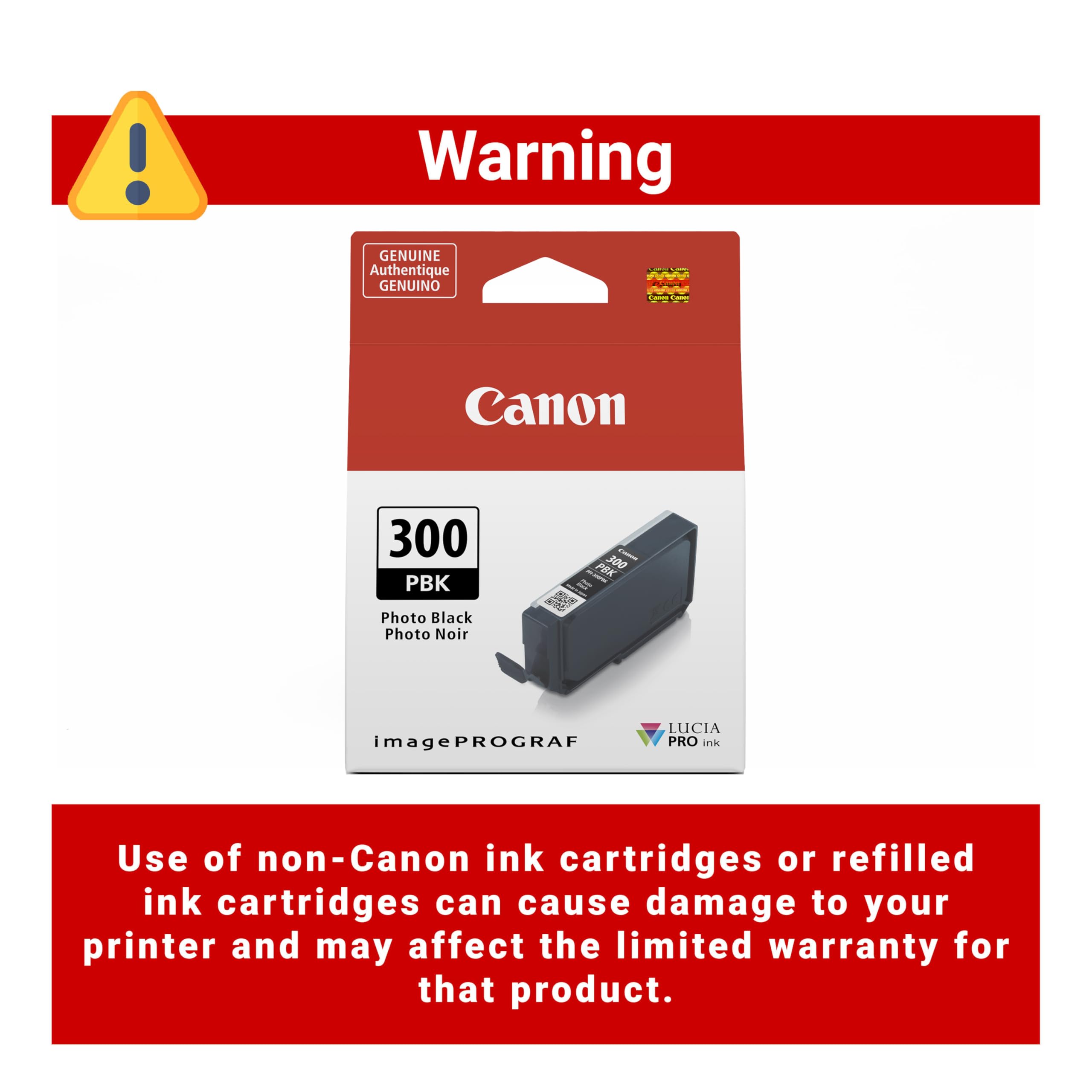 Canon PFI-300 Lucia PRO Ink, Photo Black, Compatible to imagePROGRAF PRO-300 Printer, Standard (4193C002)
