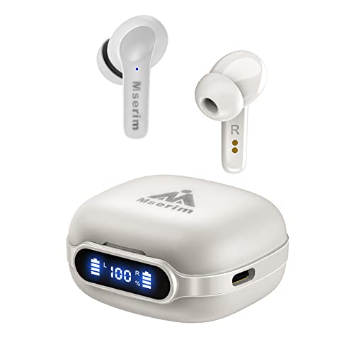 Mserim Wireless Earbuds, Bluetooth Earbuds, Clear Call Headphones with Microphone,IPX5 Waterproof Earphones,30 Hours Playtime, Voice Assistant, for iPhone Android PC Music Sport(Black)
