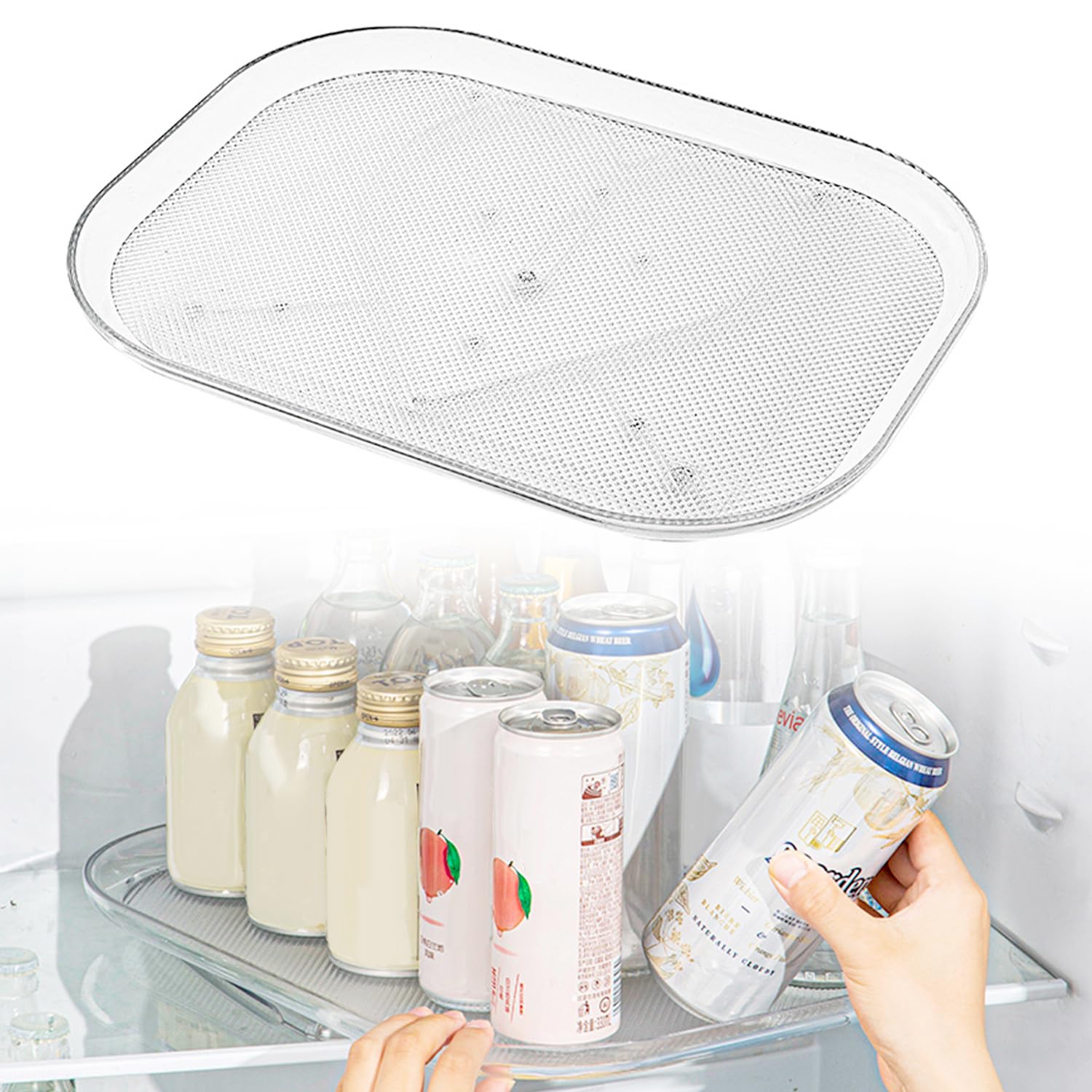 Square Lazy Susan Turntable Organizer for Refrigerator, 360°Rotate Rectangle Turntable Organizer and Storage, 15.7in Clear Lazy Susan for Cabinet, Kitchen, Pantry, Refrigerator