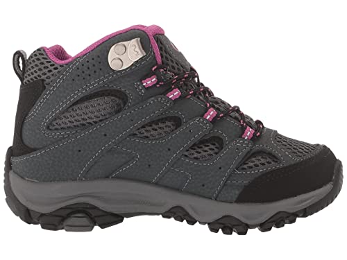 Merrell Moab 3 Mid WTRPF Hiking Shoe, Granite/Berry, 2 US Unisex Big Kid