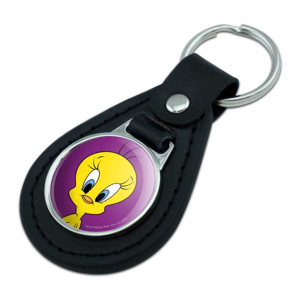 GRAPHICS & MORE Black Leather Looney Tunes Tweety Bird Keychain
