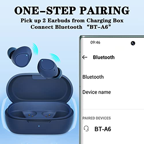 ACAGET Wireless Earbuds for iPhone 14 Pro Max 13 12 Bluetooth 5.2 Headphone Touch Control Stereo Earphone with Mic Headset Andriod Headphone for Samsung Galaxy S23 S22 Ultra S21 FE iPad Pro Dark Blue