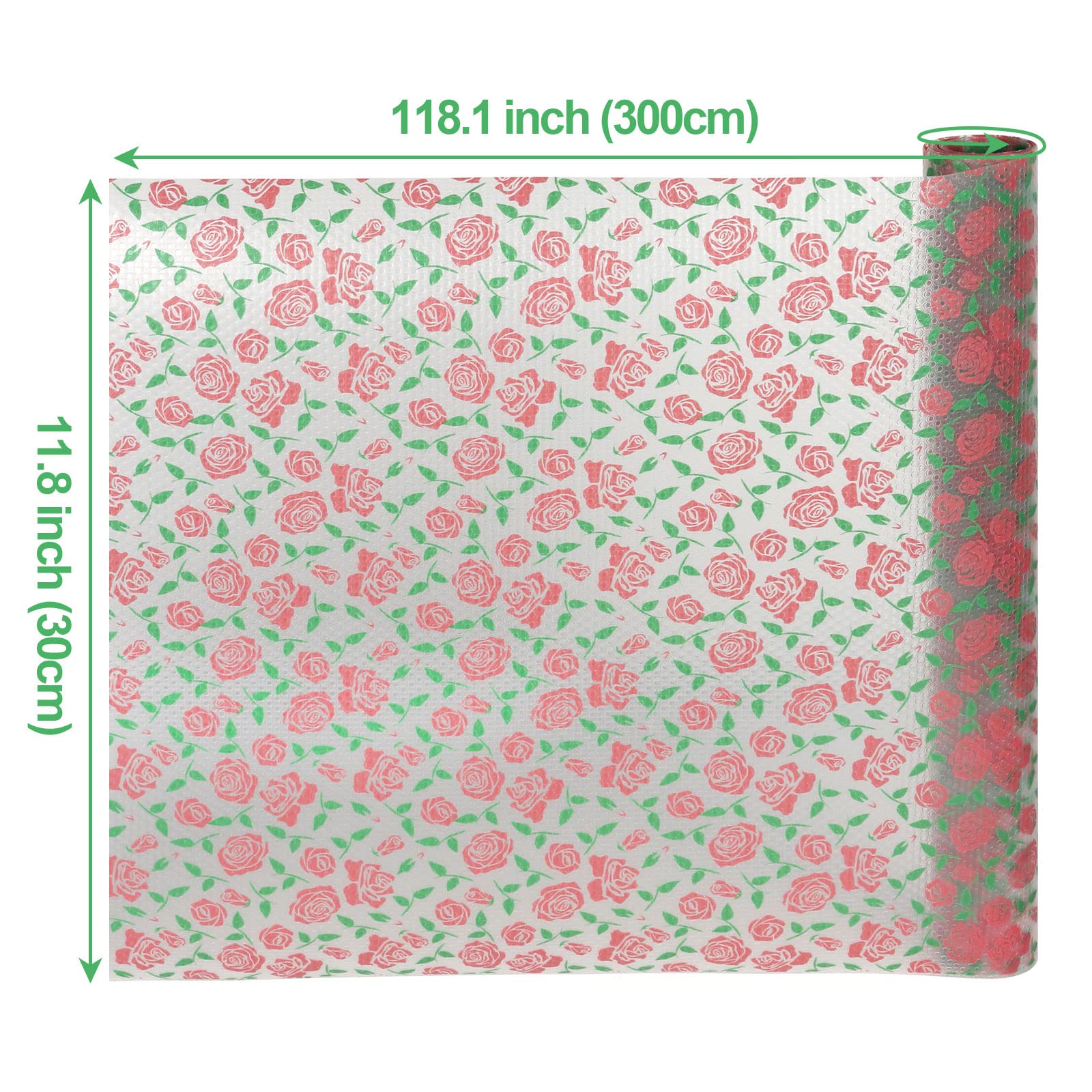 Shelf Liner, Non-Adhesive EVA Fridge Pads Durable Strong Shelves Mats, Waterproof Washable Kitchen Cabinet Liner Can Be DIY Cut for Drawers, Table, Pantry (11.8βx 118β, Red)