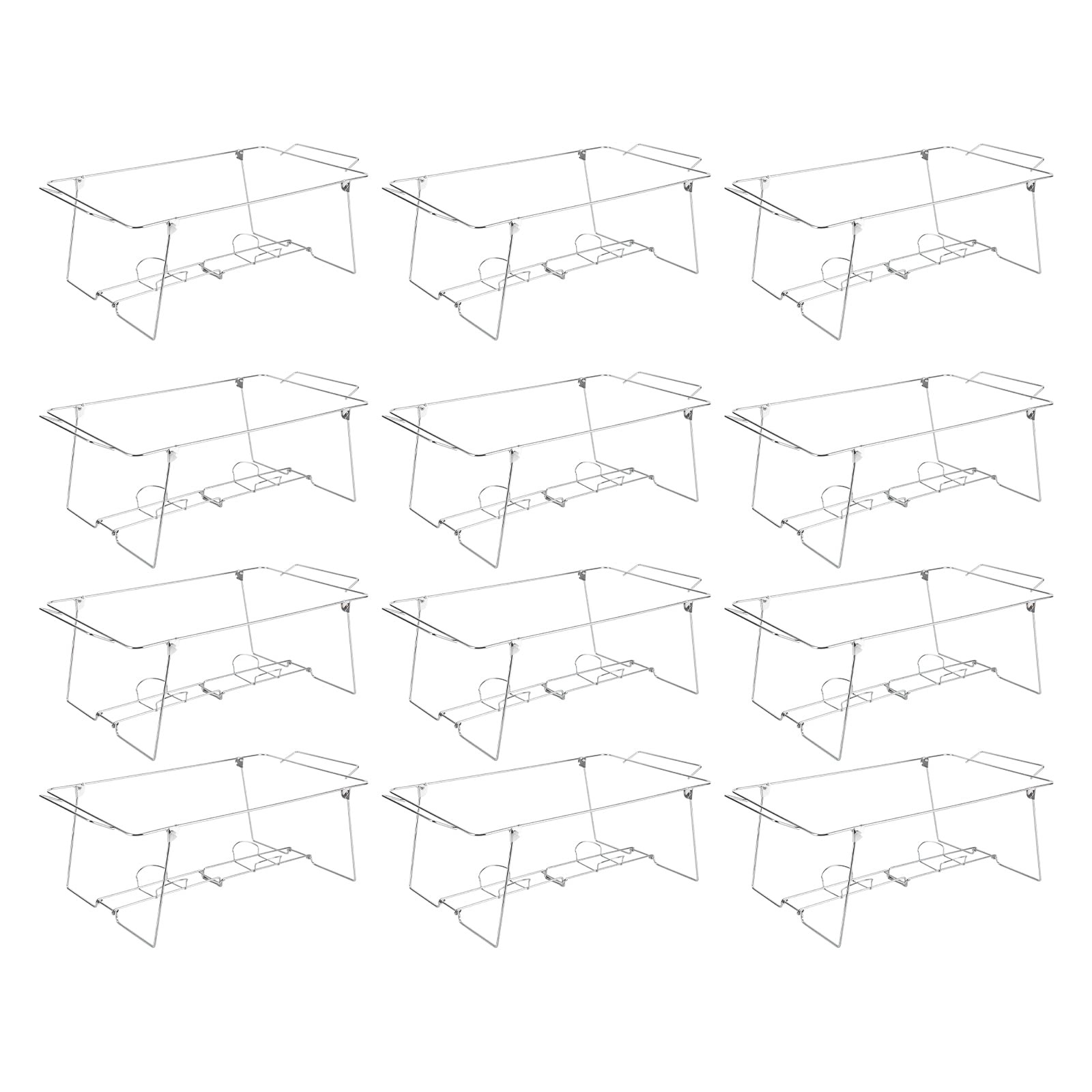 Gdrasuya10 12 Pack Buffet Stand Wire Racks, Foldable Chafing Wire Chafing Wire Rack Full Size Buffet Wire Frame Kit for Dish Serving Trays for Home Party, Restaurant, Event Catering Supplies