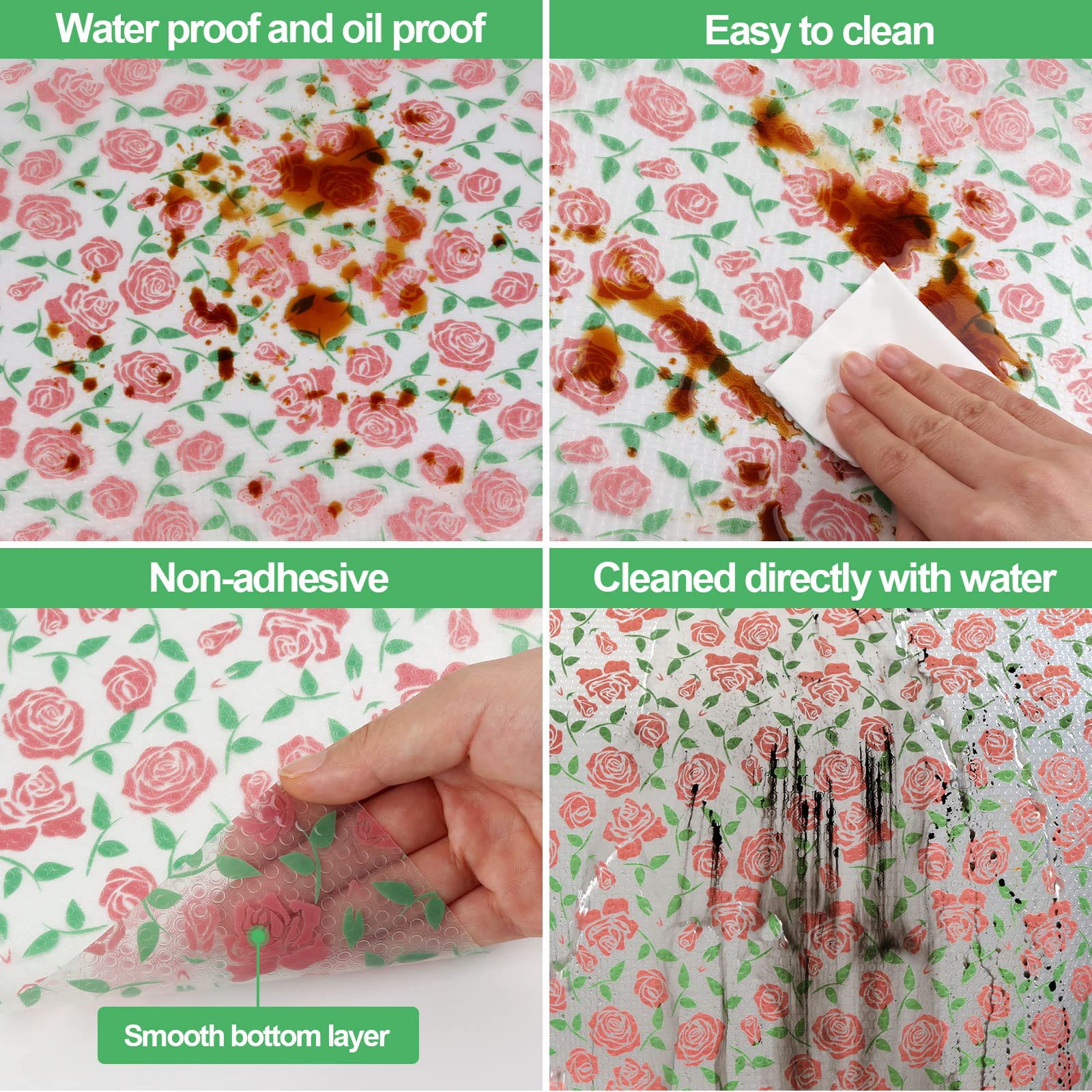 Shelf Liner, Non-Adhesive EVA Fridge Pads Durable Strong Shelves Mats, Waterproof Washable Kitchen Cabinet Liner Can Be DIY Cut for Drawers, Table, Pantry (11.8βx 118β, Red)