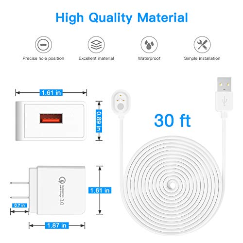 30ft Charger for Arlo Pro 3 and Arlo Ultra, Outdoor Power Cable with Power Adapter Continuously Charging Arlo Ultra/Ultra2/Arlo Pro 3/Pro 4, NOT for Pro 3 Floodlight (3 Pack)