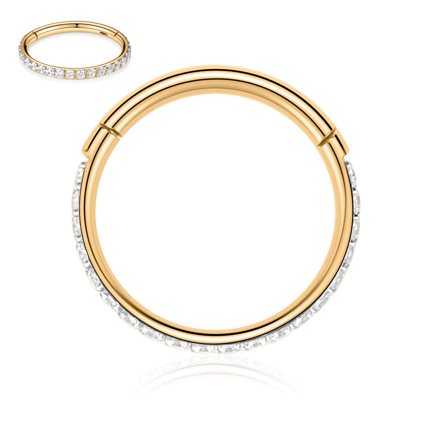 FUNLMO 18G Cartilage Earring Hoop Surgical Steel Gold Septum Ring Nose Ring Daith Earrings 6mm