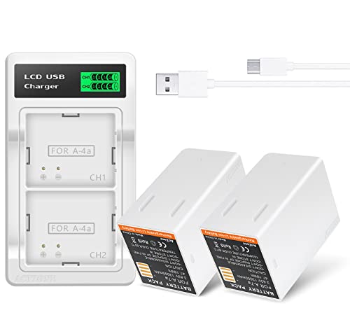2Pcs 13000mAh A-7a XL Extended Rechargeable Battery Pack and LCD Dual Charger for Alro Pro 3 Floodlight Camera, Arlo Pro4 XL/ Pro3 XL/Ultra2 XL/ Ultra XL Camera, P/N: VMA5410 FB1001 VMC4040P CMC5040