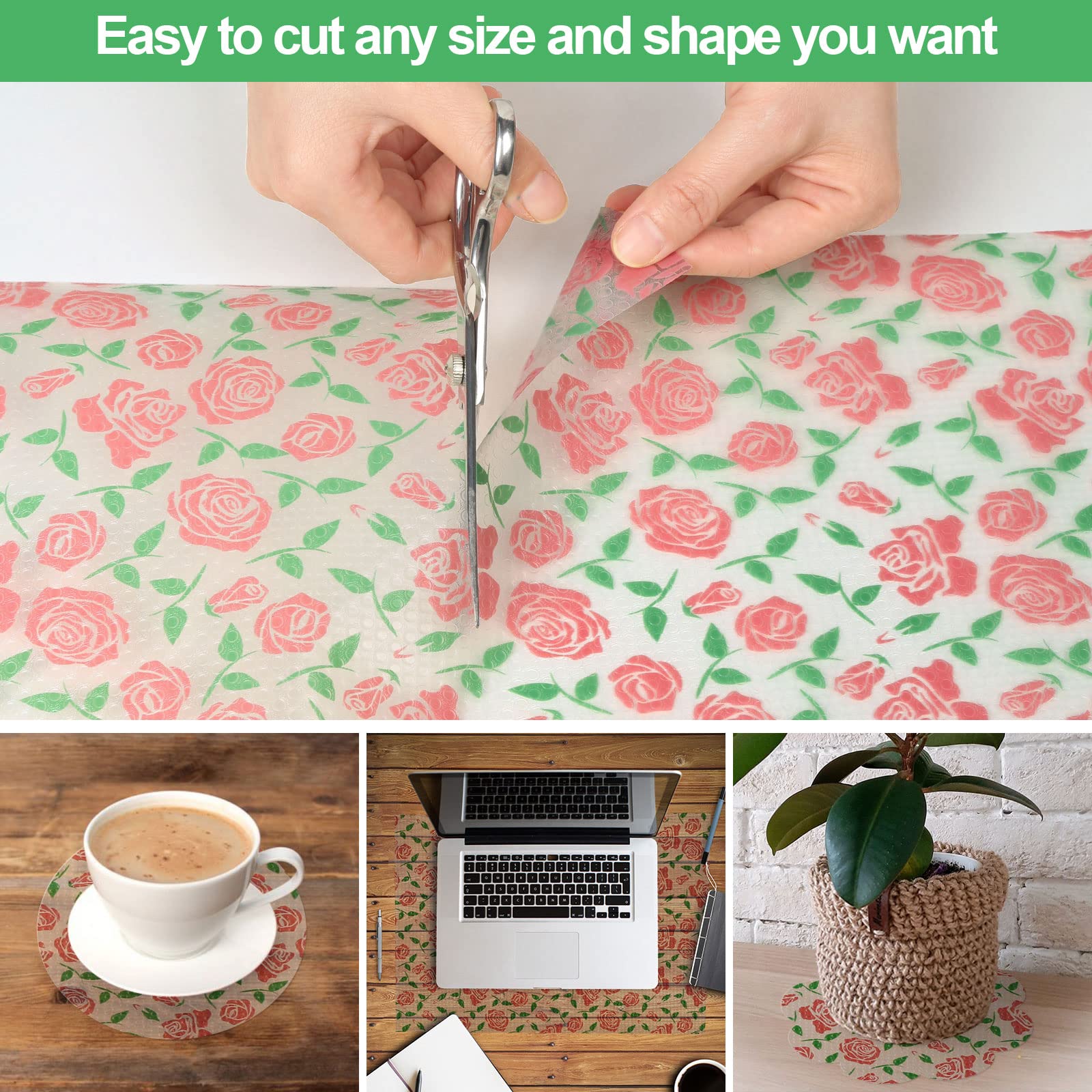 Shelf Liner, Non-Adhesive EVA Fridge Pads Durable Strong Shelves Mats, Waterproof Washable Kitchen Cabinet Liner Can Be DIY Cut for Drawers, Table, Pantry (11.8βx 118β, Red)
