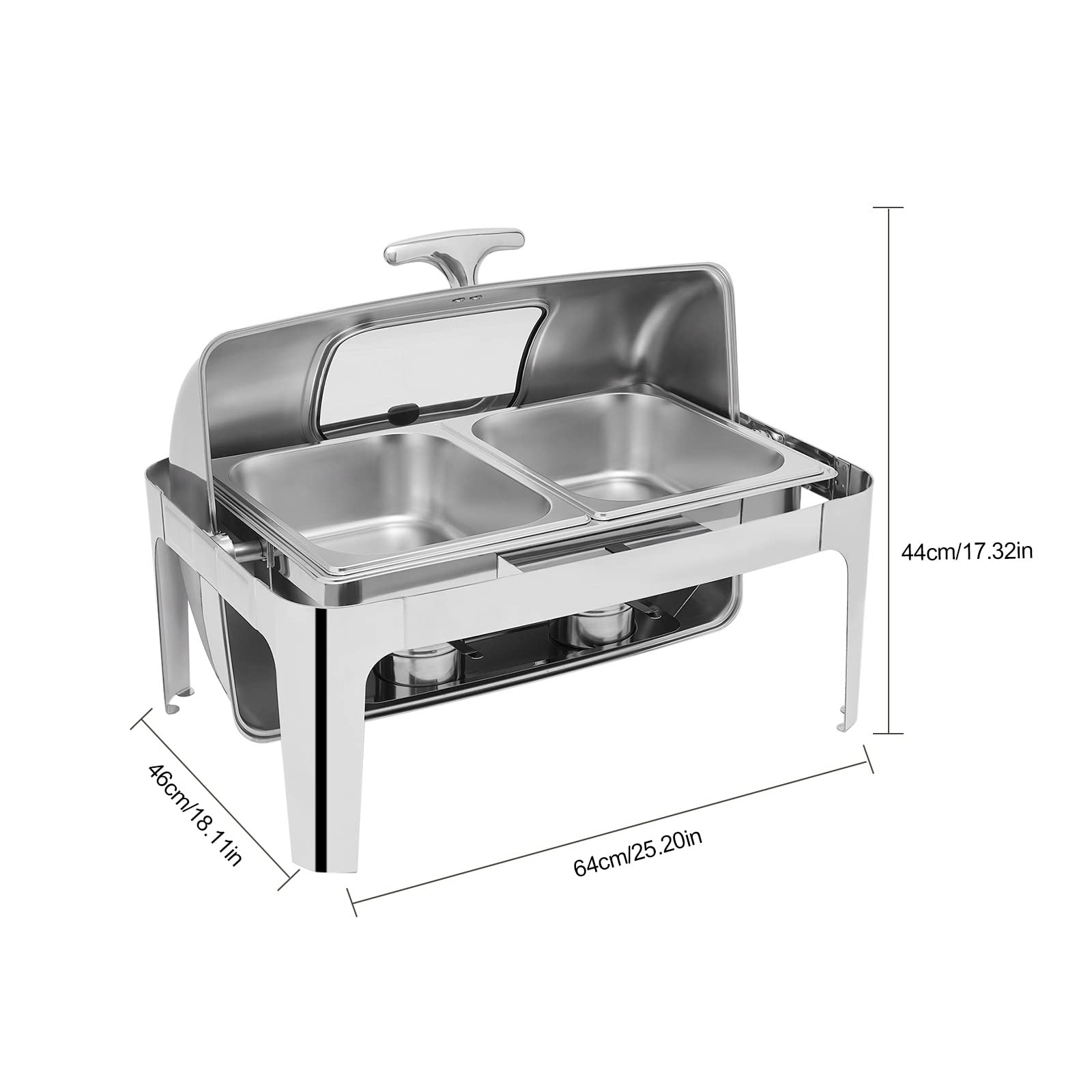 Roll Top Chafing Dish Buffet Set,Professional Chaffing Server Set Commercial Chafers for Catering,Rolling Buffet Servers and Warmers for Parties Warming Tray 25.20x18.11x17.32in