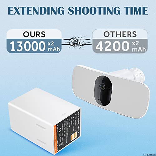 2Pcs 13000mAh A-7a XL Extended Rechargeable Battery Pack and LCD Dual Charger for Alro Pro 3 Floodlight Camera, Arlo Pro4 XL/ Pro3 XL/Ultra2 XL/ Ultra XL Camera, P/N: VMA5410 FB1001 VMC4040P CMC5040